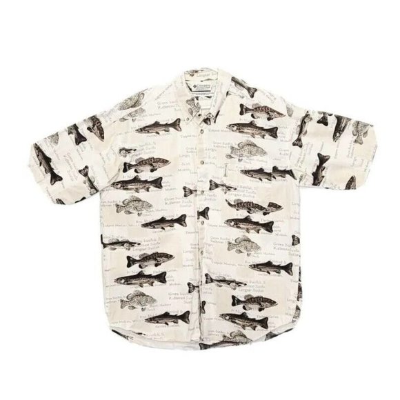 Columbia | Shirts | Columbia Sportswear Freshwater Fish Print Short ...
